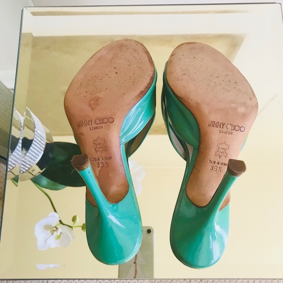 Jimmy Choo | Shoes | Jimmy Choo Turquoise Patent Leather Sandals | Poshmark